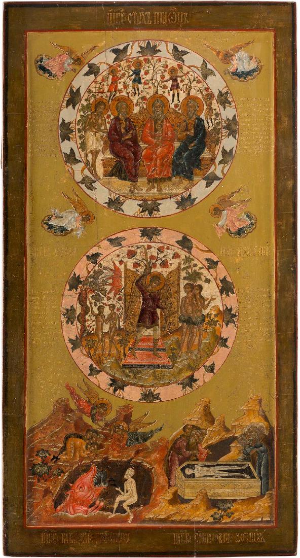 A MONUMENTAL ICON SHOWING THE THREE PATRIARCHS IN