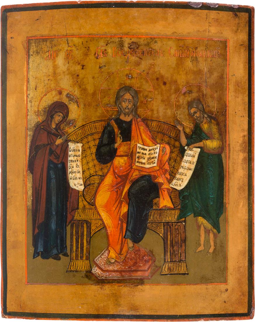 TWO ICONS SHOWING THE DEISIS AND ST. JOHN FROM A DEISIS