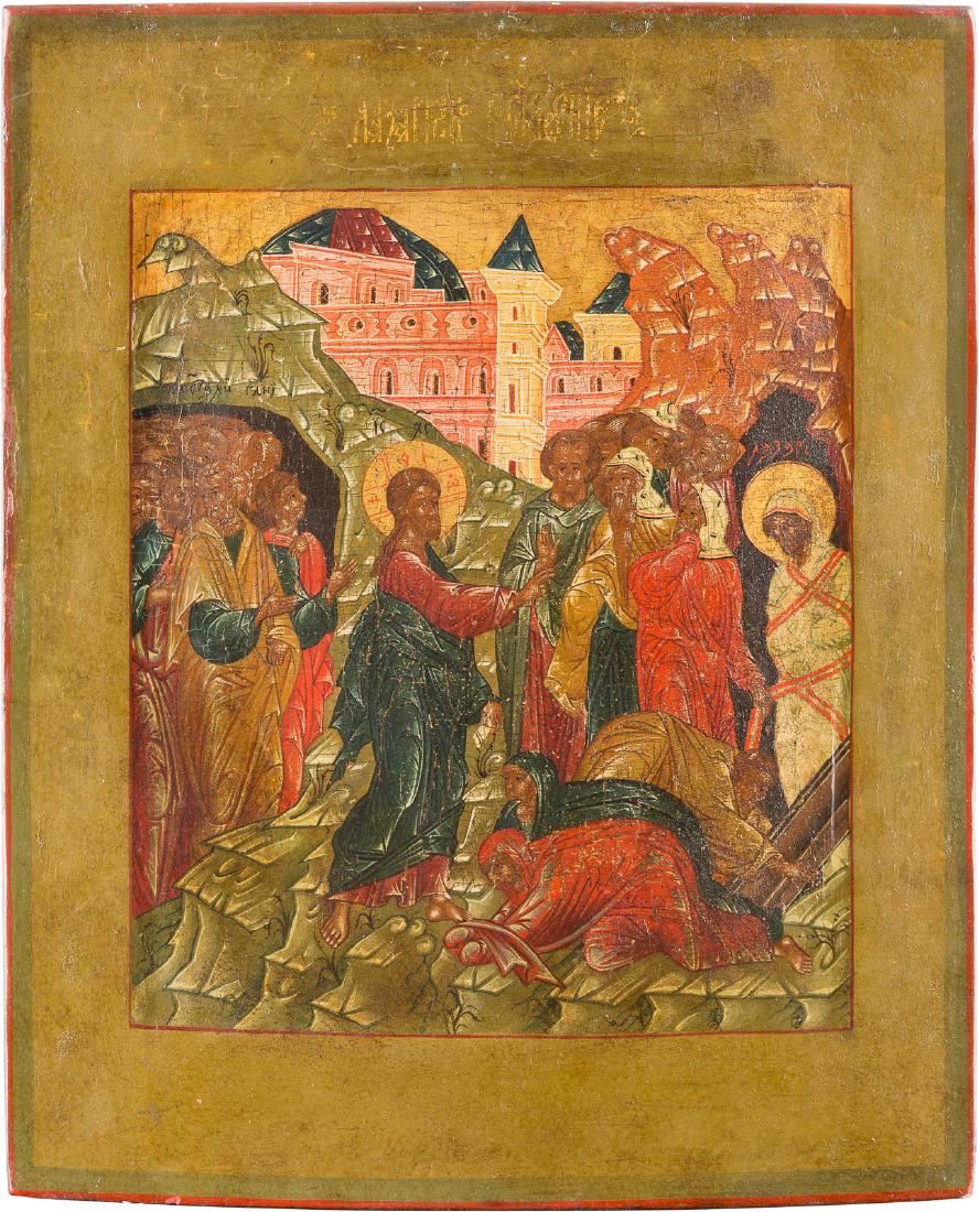 AN ICON SHOWING THE RAISING OF LAZARUS Russian, 19th