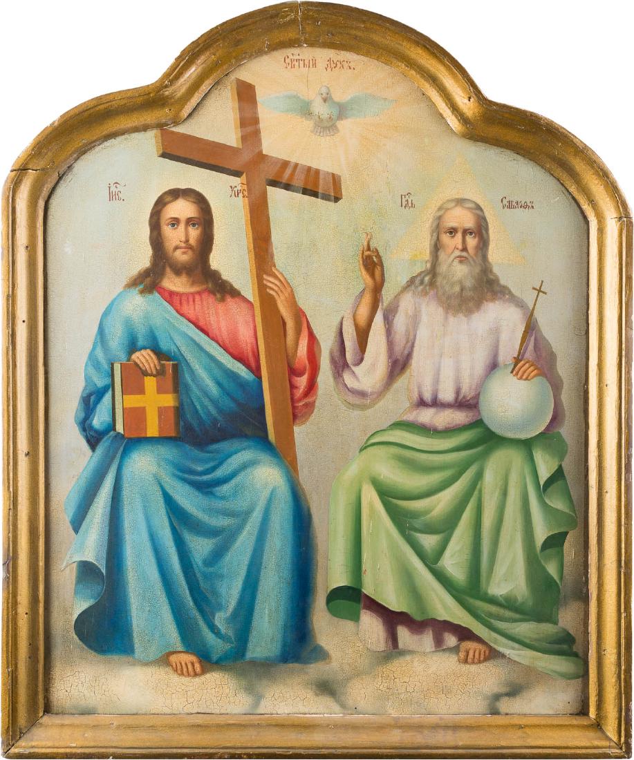 A MONUMENTAL ICON SHOWING THE NEW TESTAMENT TRINITY