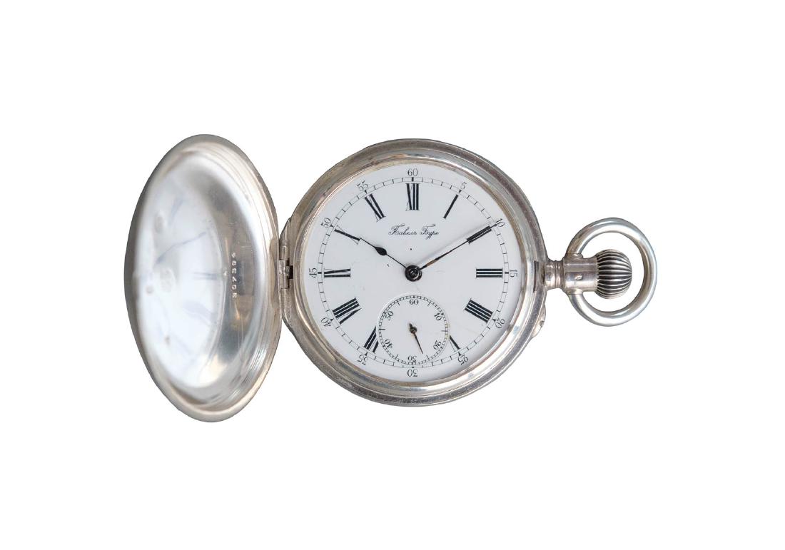 A SILVER POCKET WATCH WITH DOUBLE-HEADED EAGLE