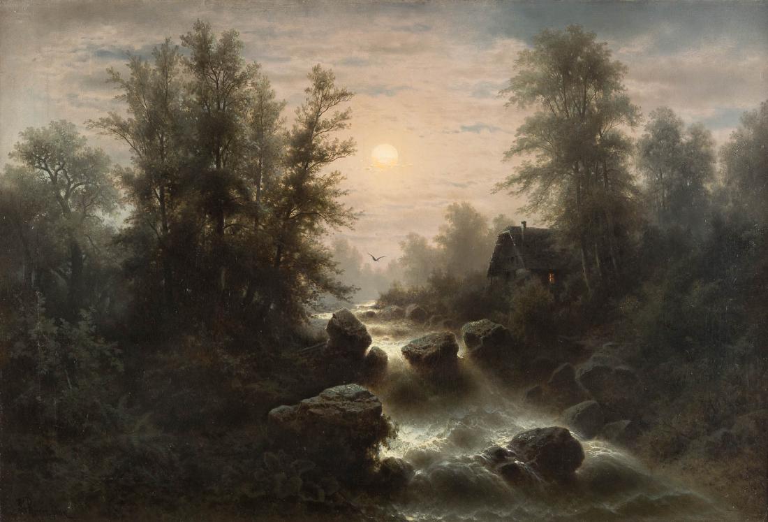 ALBERT RIEGER 1834 Trieste - 1905 Vienna Moonlit night