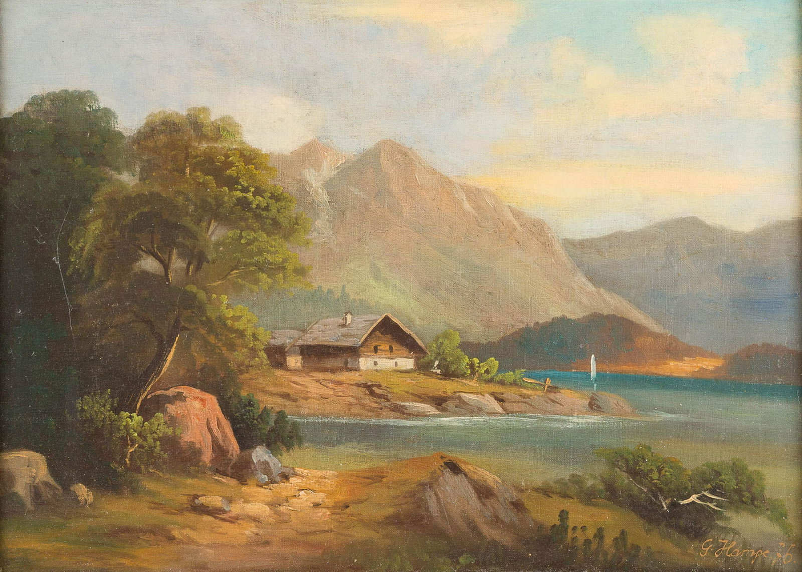 GUIDO HAMPE 1839 Berlin - 1902 Cabin by a mountain lake - Sep 14, 2019 ...