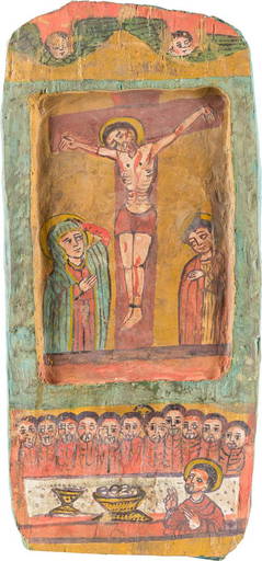 Grosse Koptische Ikone Mit Der Kreuzigung Christi Und