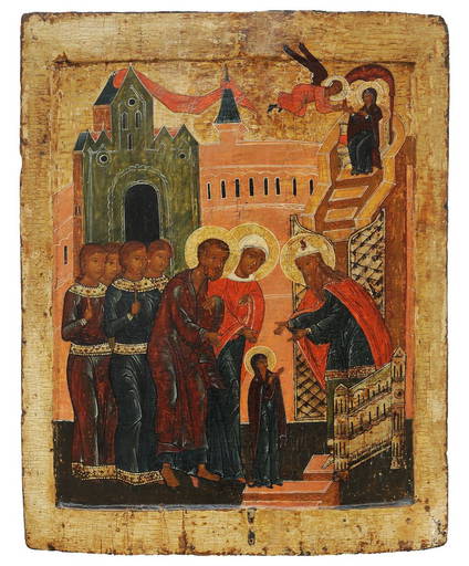 MONUMENTALE IKONE MIT DEM TEMPELGANG MARIAE AUS EINER KIRCHEN-IKONOSTASE (#0602A) on Apr 21 ...