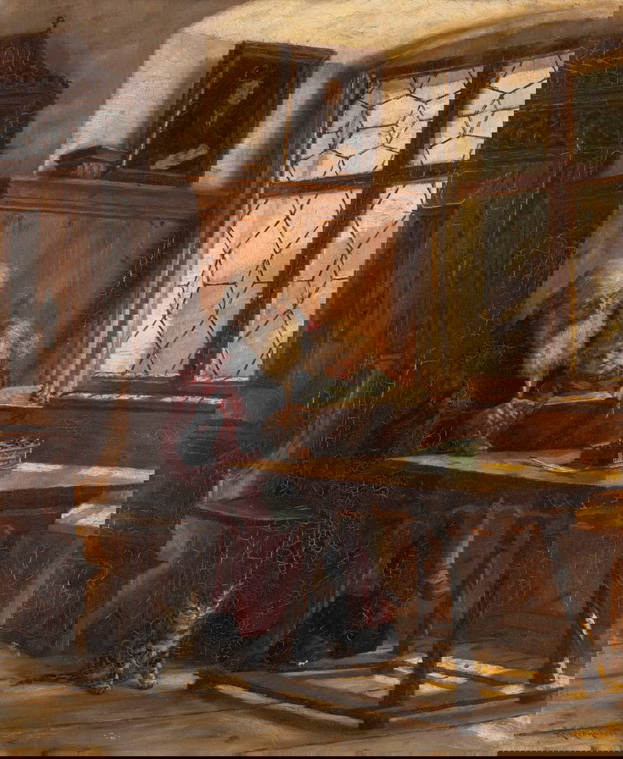 Karl Gebhardt Muenchen 1860 - 1917 Zwei Gemaelde: Moench Mit Auction