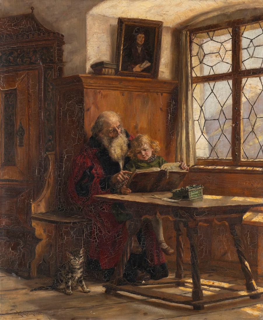 Karl Gebhardt Muenchen 1860 - 1917 Zwei Gemaelde: Moench Mit Auction