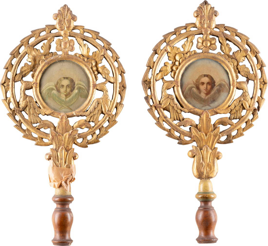 A Pair Of Ripidions (liturgical Fans) Auction