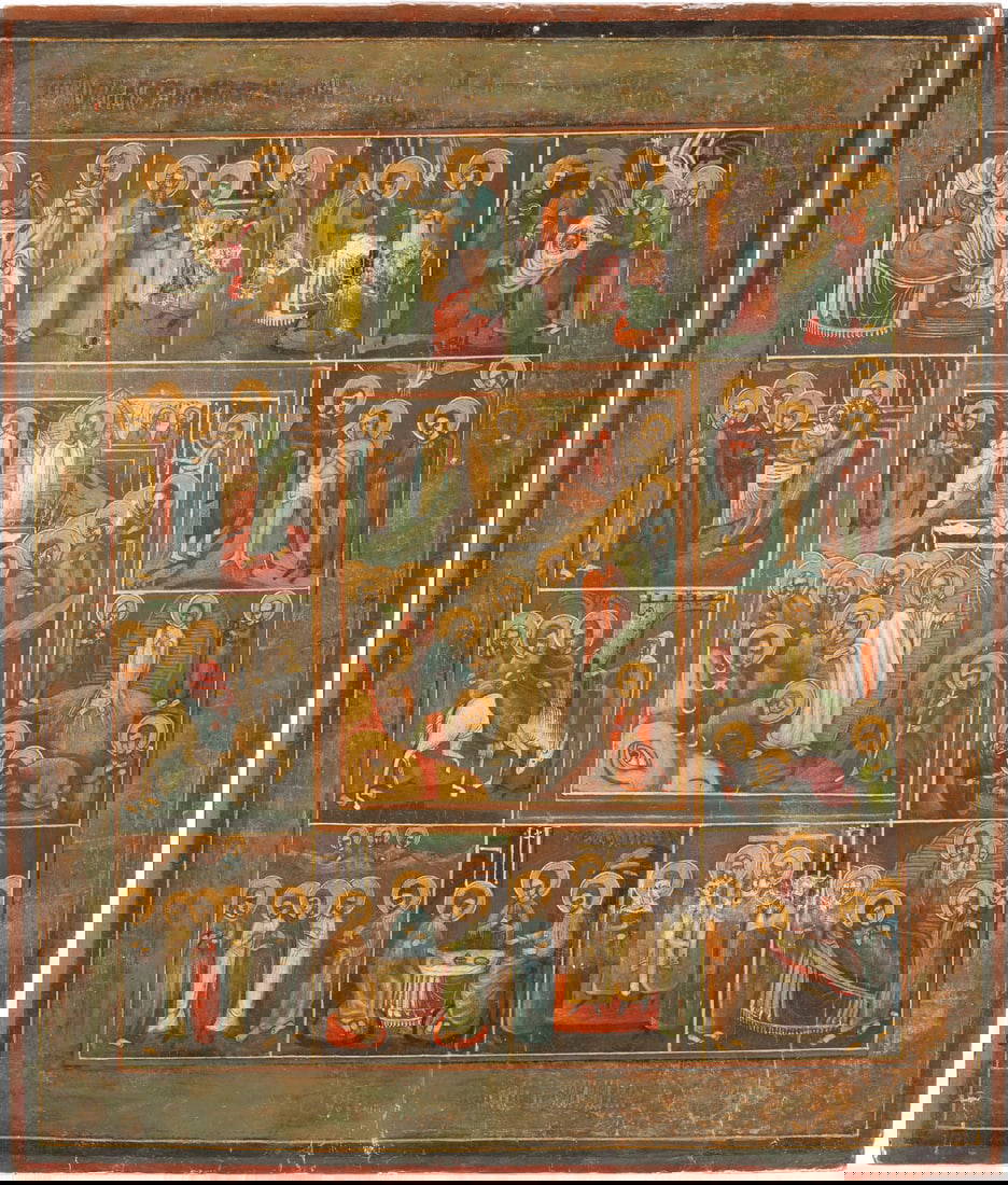 Two Icons Showing Sts. Florus And Laurus And A Large Feast Day Icon Auction