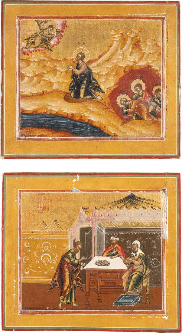 Two Small Icons Showing The Agony In The Garden And Judas Receiving ...