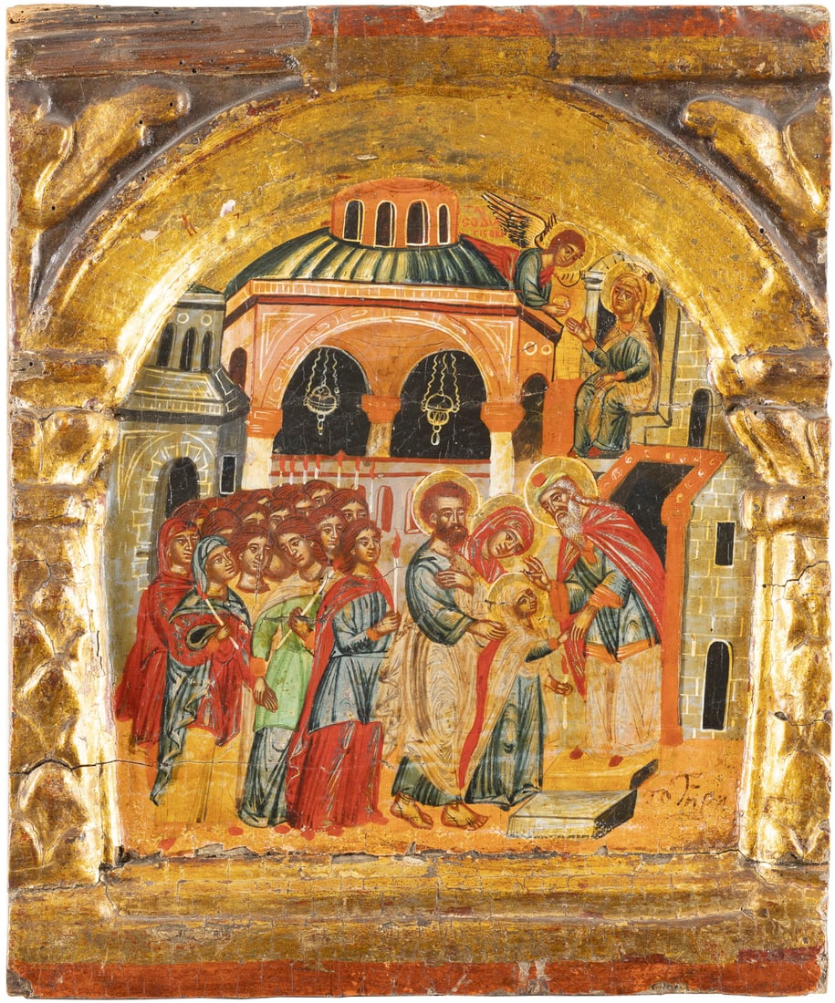A Rare Icon Showing The Entry Of The Mother Of God Into The Temple Auction