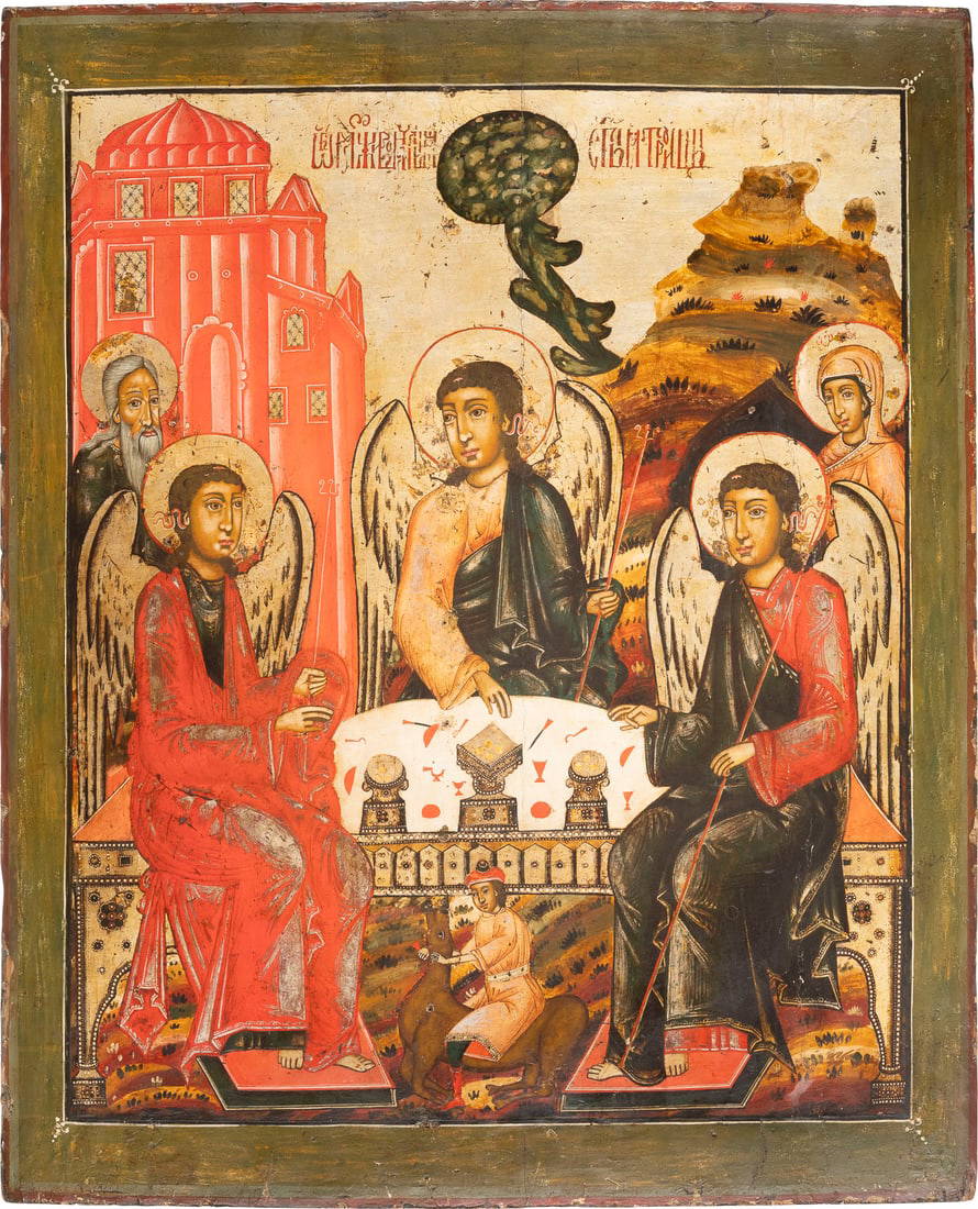 A Monumental And Very Fine Icon Showing The Old Testament Trinity From ...