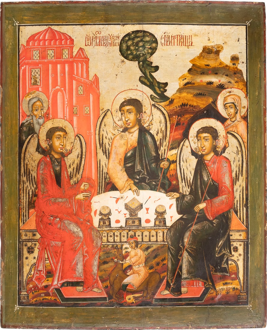 A Monumental And Very Fine Icon Showing The Old Testament Trinity From ...