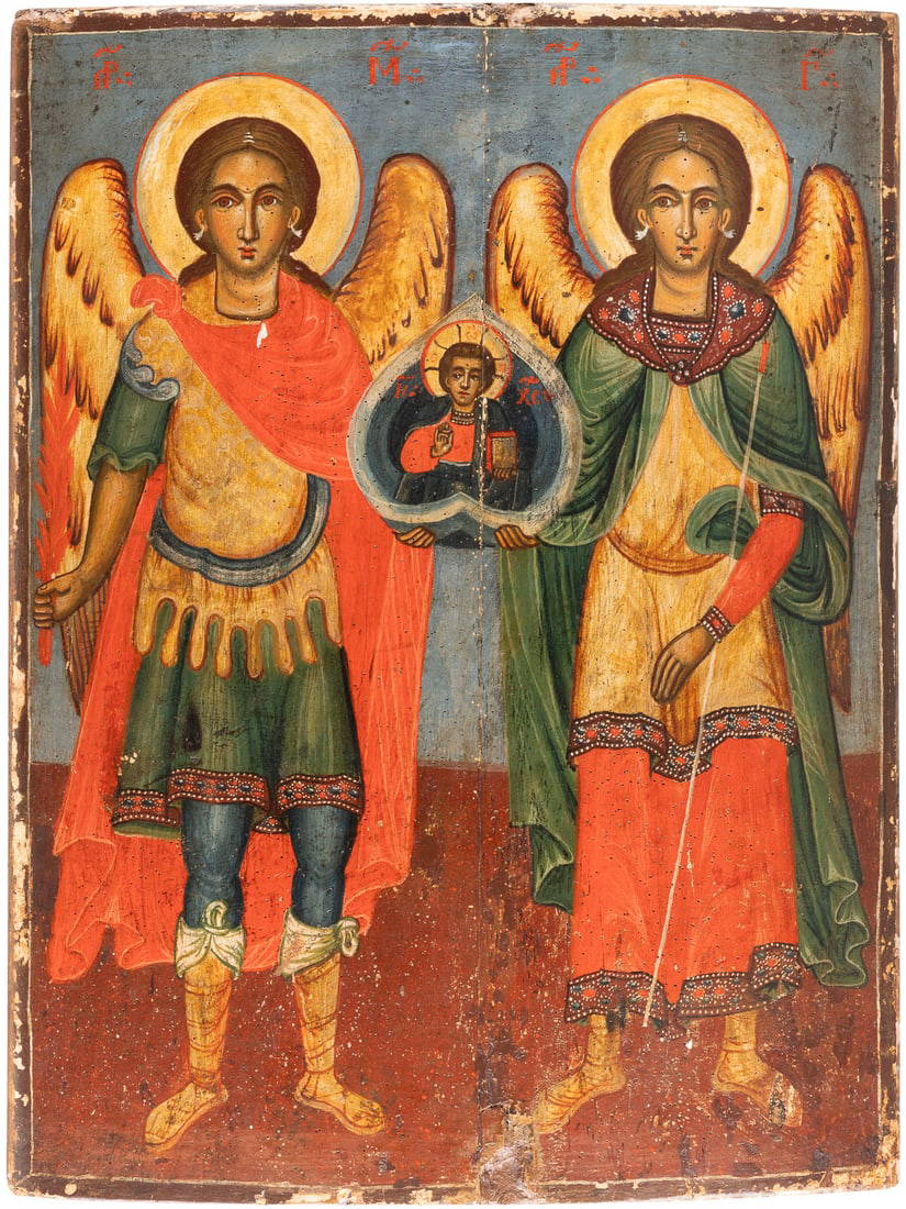 A Monumental Icon Showing The Archangels Michael And Gabriel Auction