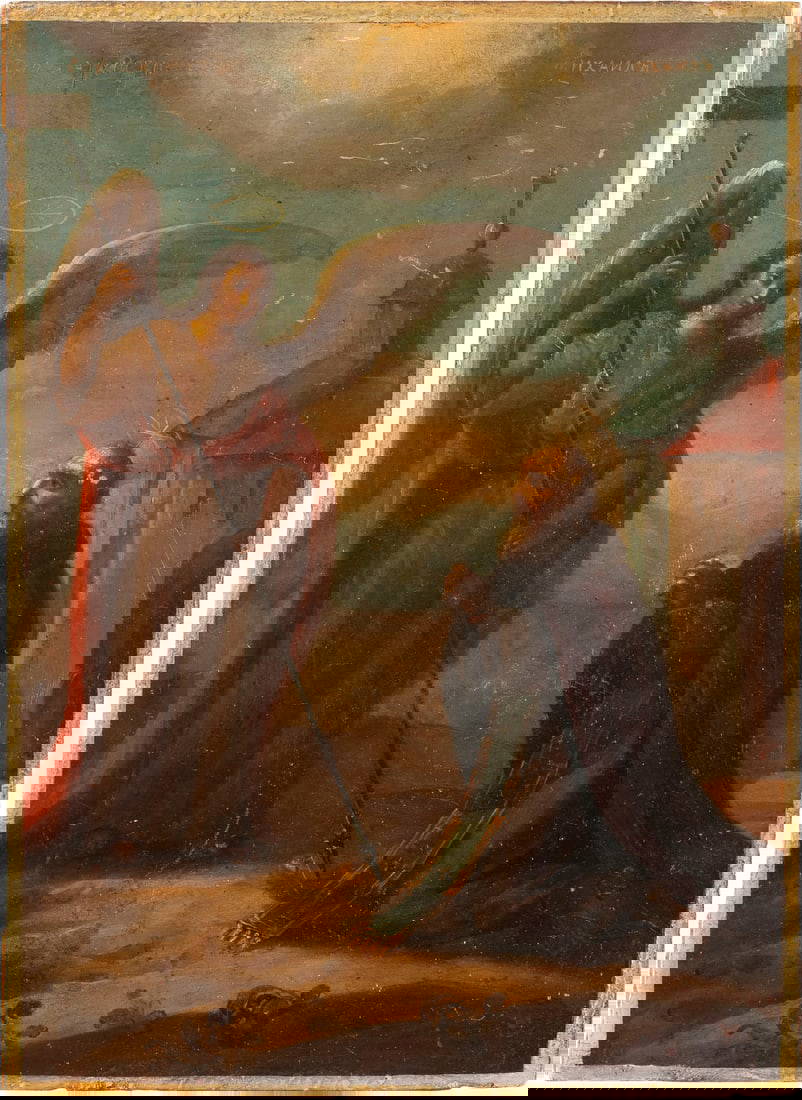 A Small Icon Showing The Miracle Of St. Michael At Chonae Auction