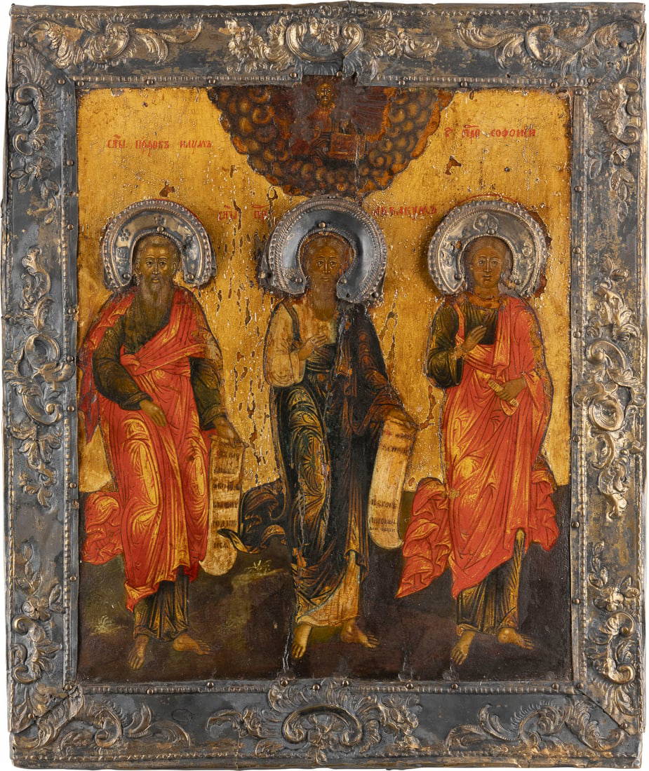 An Icon Showing The Prophets Nahum, Habakkuk, And Zephaniah With A ...