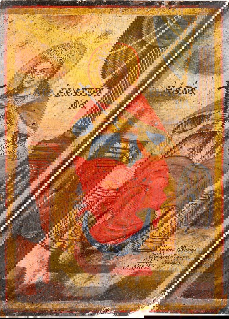 A Dated Icon Showing St. Catherine Auction