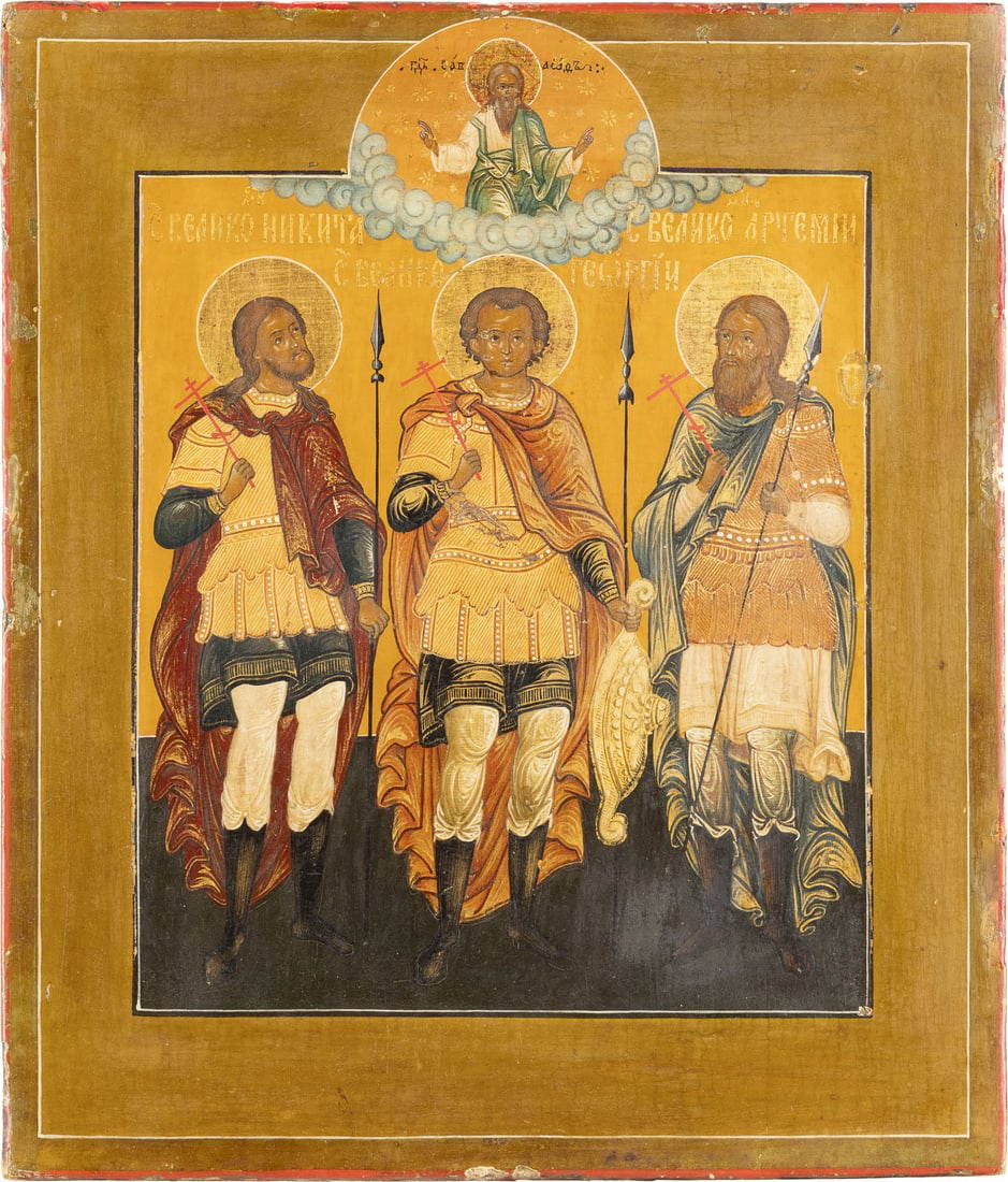 An Icon Showing The Warrior Saints Nikita, George And Artemiy Auction