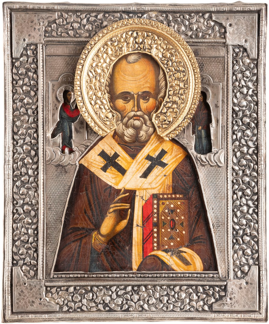 An Icon Showing St. Nicholas Of Myra With Riza Auction