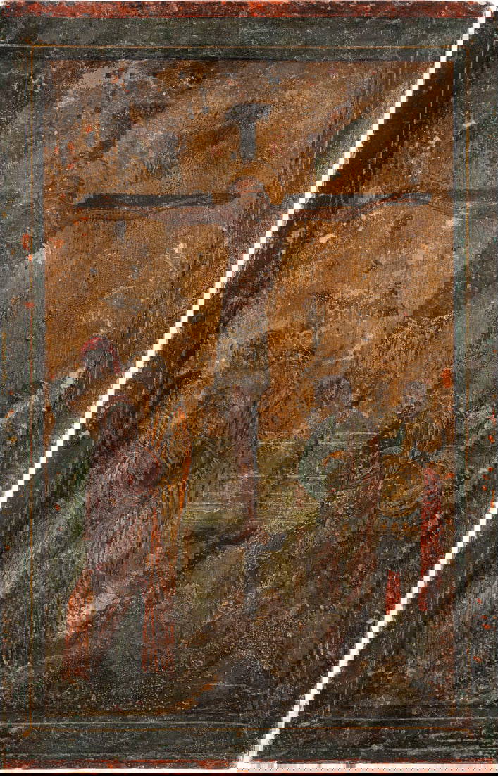 Grossformatige Ikone Mit Der Kreuzigung Christi Auction