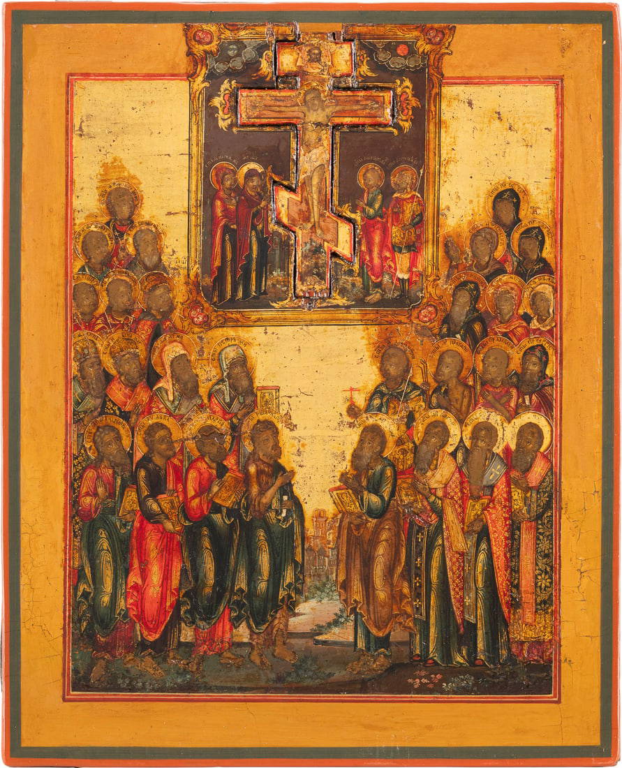 Feine Staurothek Mit Der Kreuzigung Christi Und Ausgewählten Heiligen Auction