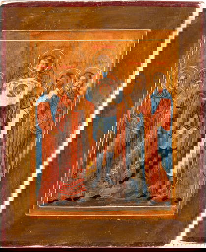 Kleine Ikone Mit Den Tierpatronen Blasius, Modestus, Florus Und Laurus