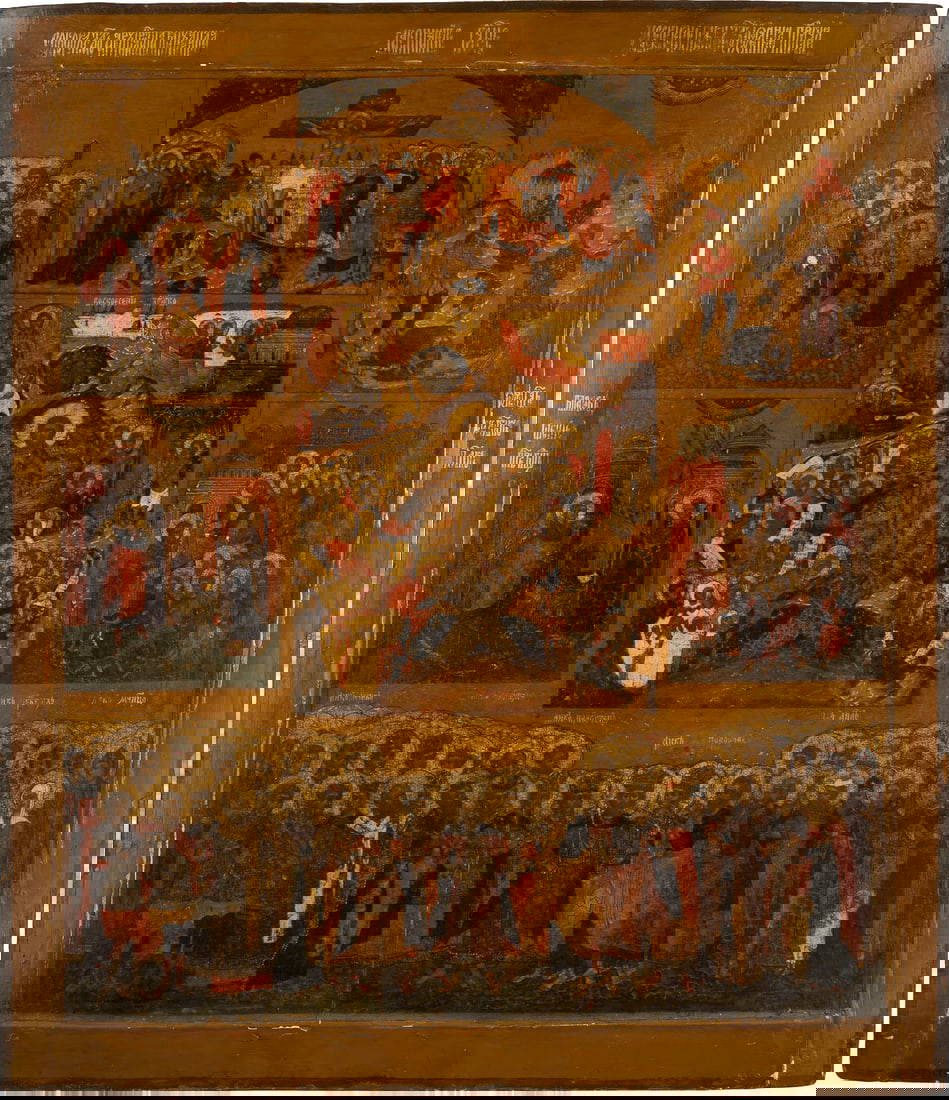 Monumentale Und Feine Ikone Mit Den Tagen Der Woche (sedmitza) Aus Einer Kirchen-ikonostase Auction