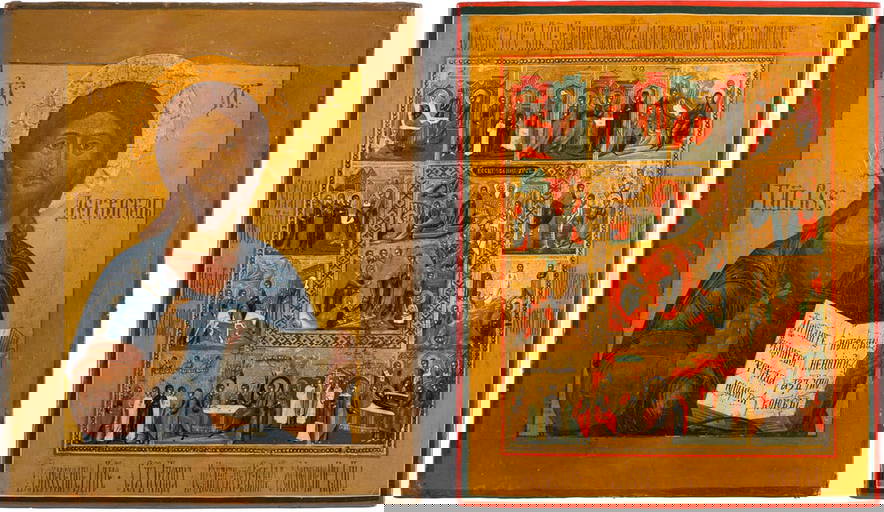 Two Icons: Christ Pantokrator And A Feast Day Icon