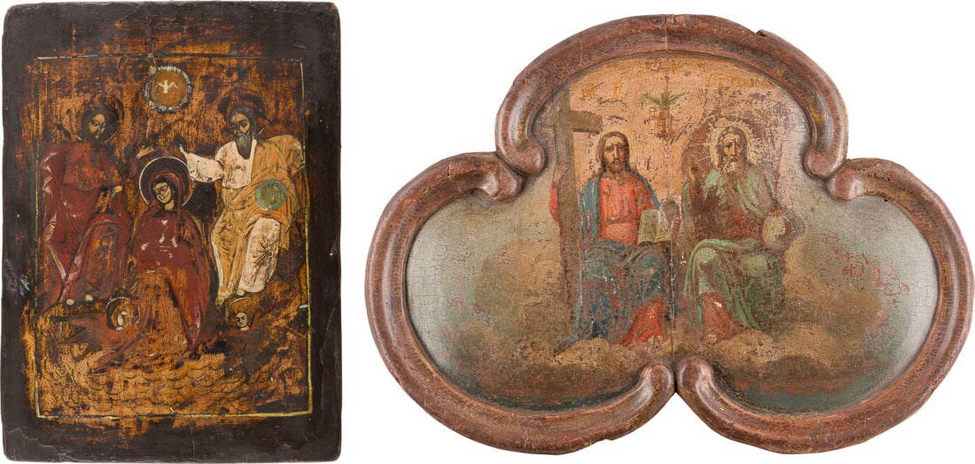 Two Icons Showing The New Testament Trinity And The Coronation Of The ...