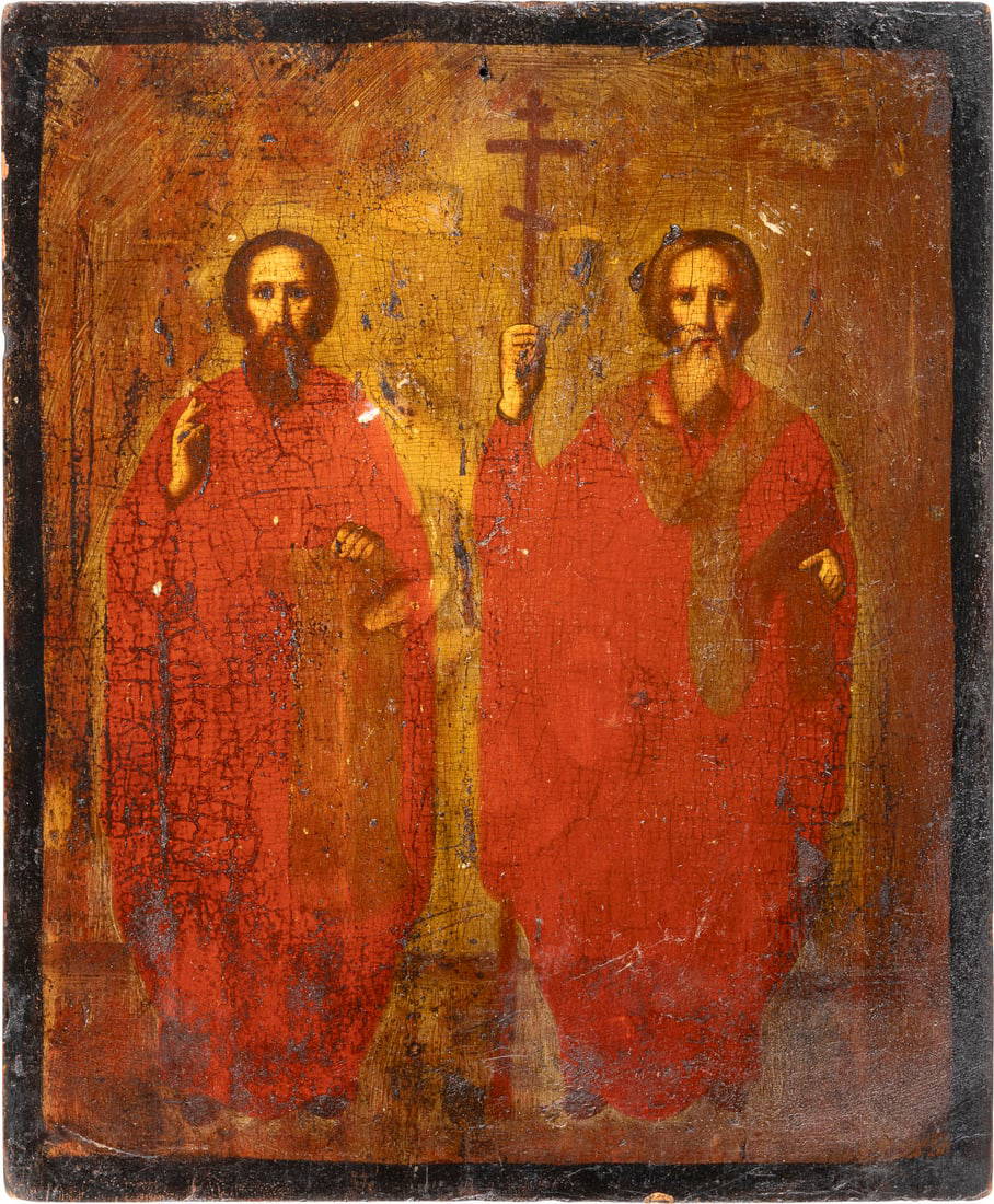 A Small Icon Showing Sts. Method And Kyrill Auction