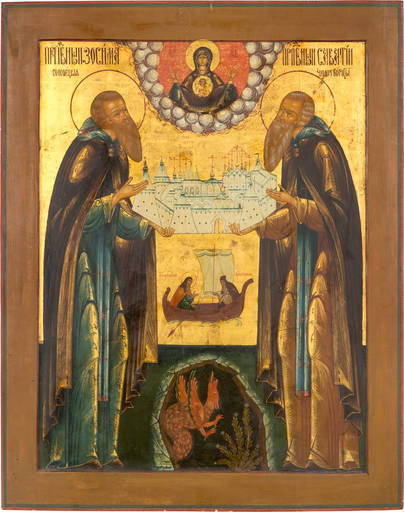 Monumentale Ikone Mit Den Heiligen Klostergründern