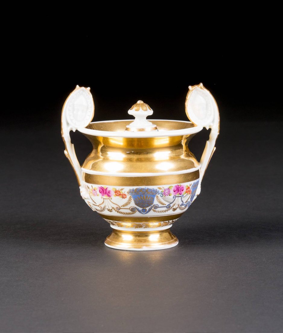 A PORCELAIN SUGAR BOX WITH COVER Russian, Moscow,
