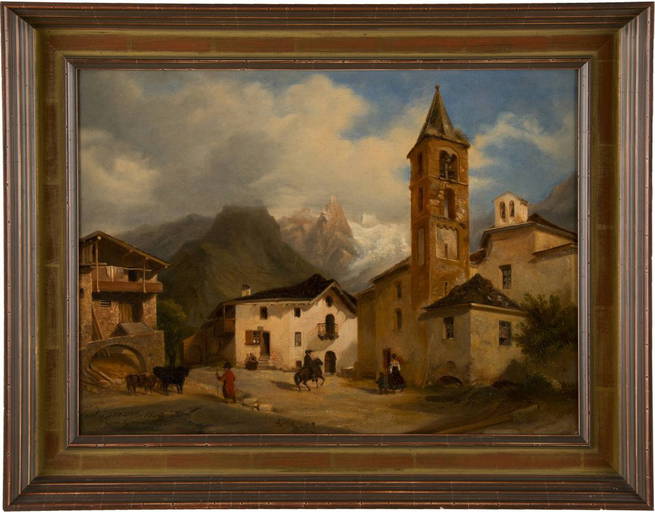 Paul Brazier Ttig Um 1850 Dorf Im Engadin L Auf