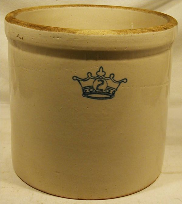 Vintage Blue Crown Crock Two Gallon Ransbottom Br