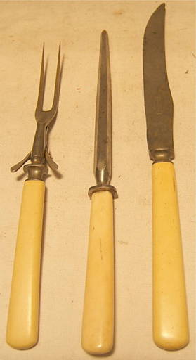 Vintage Ivory Or Bone Handle Carving Set By Unive