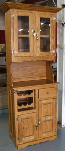 Solid Oak Contemporary Ice Box Unit, Beveled Glass