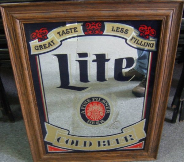 2112: Miller Lite Mirrored Framed Reflective Plaque, Ex