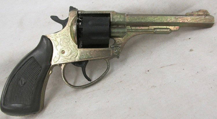 Vintage Italian Cap Revolver Pistol, 7"l, Ec