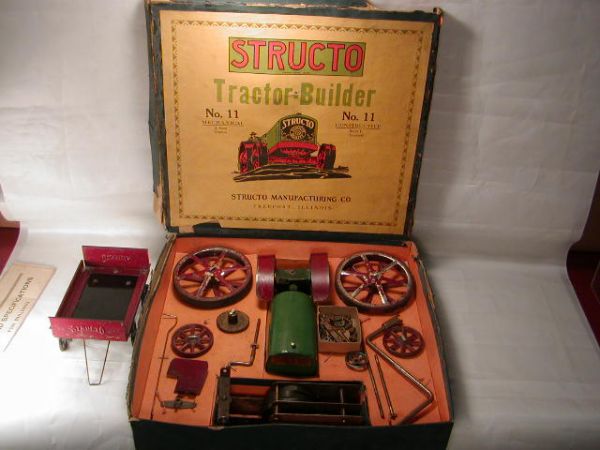 1081: Structo #11 Tractor Builder Set with Trailer. Set