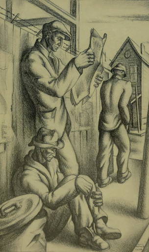 Published Harold Rabinovitz Wpa Era Depression Drawing Ny Unemployed