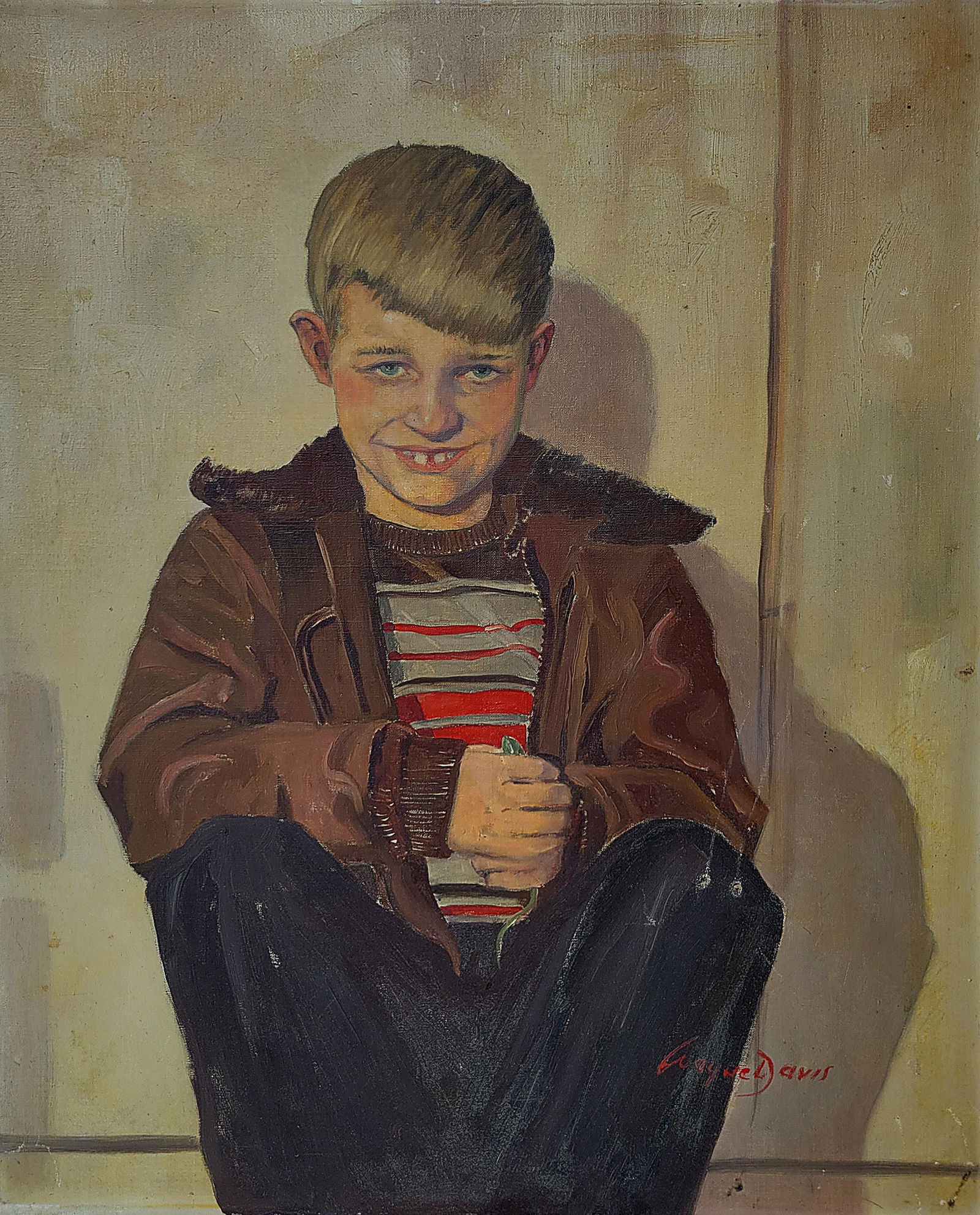 Vanderbilt Estate Wayne Lambert Davis Boy Portrait Oil Painting Auction