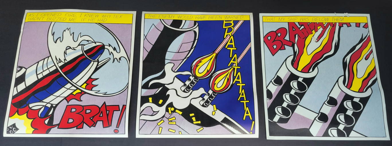 Roy Lichtenstein As I Opened Fire Triptych Lithograph Set To Fix Stedelijk Museum Pop Art