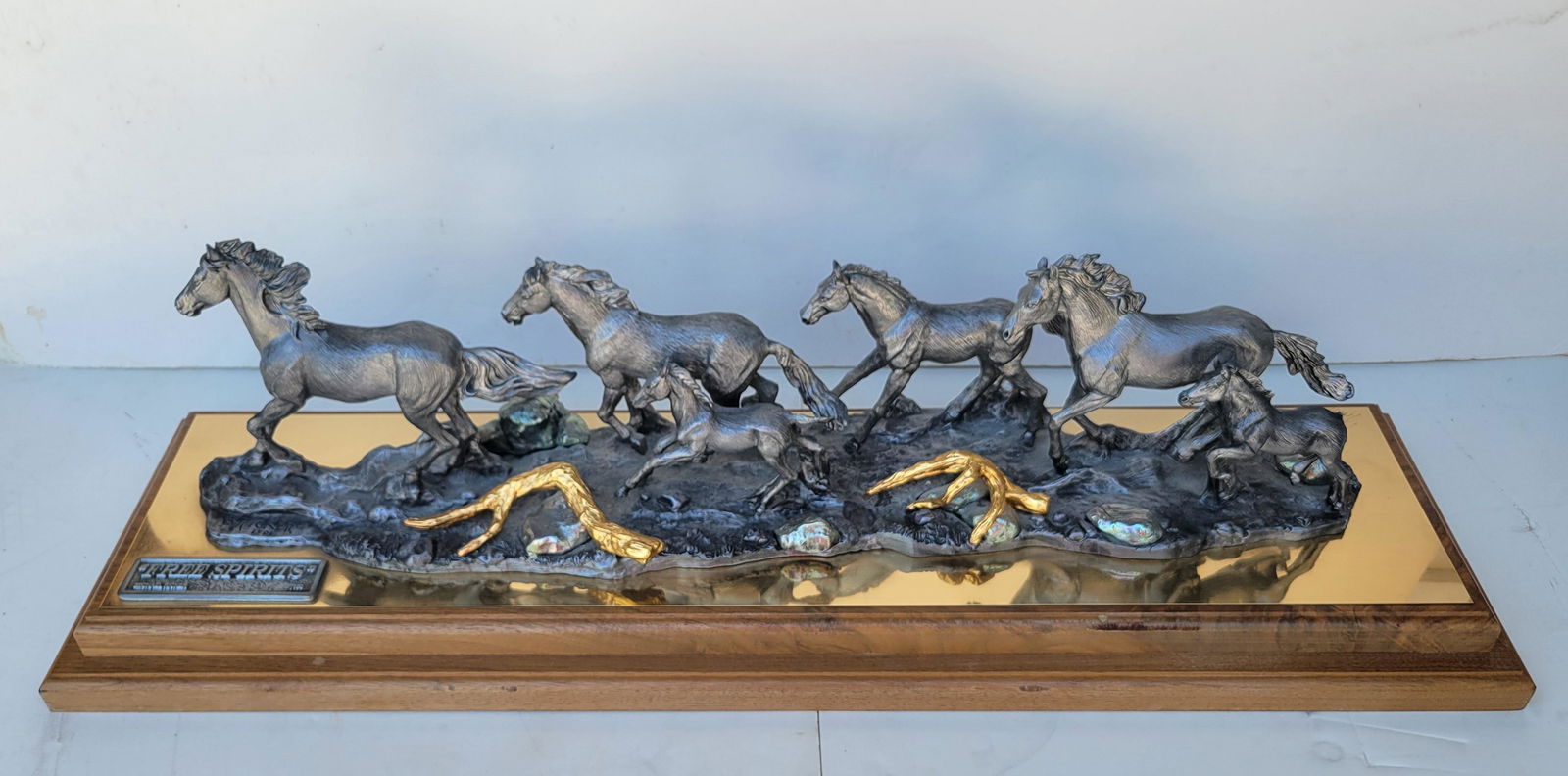Large Micheal Ricker Galloping Horse Free Spirits Gilt Pewter 26in ...
