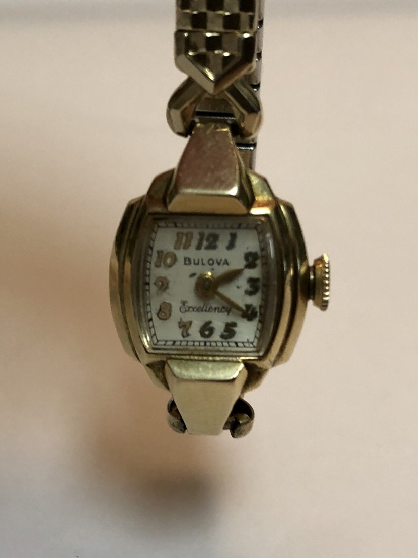 Art Deco Bulova 14k Gold Ladies Excellency Watch Auction