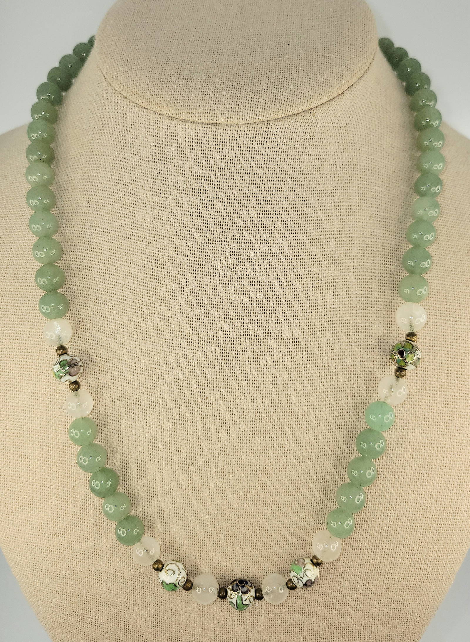 Irene Cara Estate Chinese Cloisonne And Jade Or Hardstone Bead Necklace ...