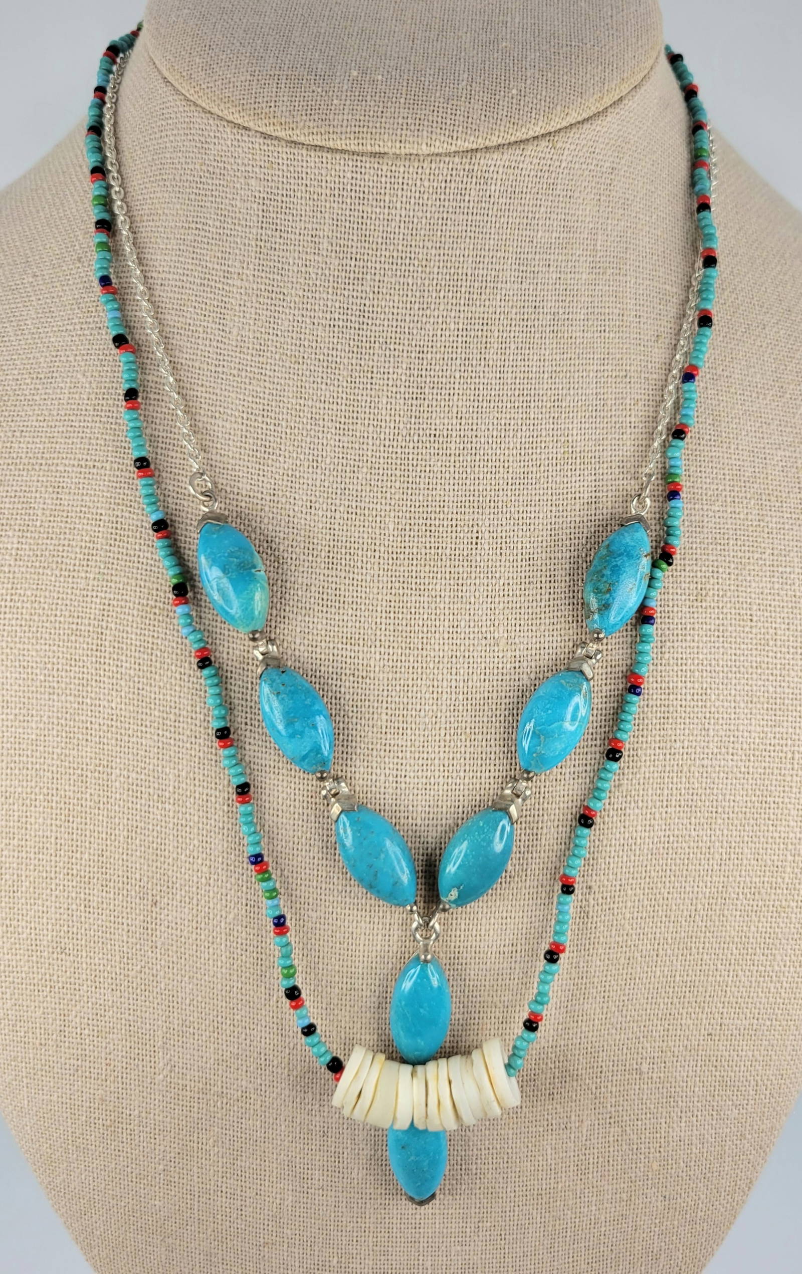 Irene Cara Estate Silver Turquoise And Turquoise Bead Necklaces Coa Auction