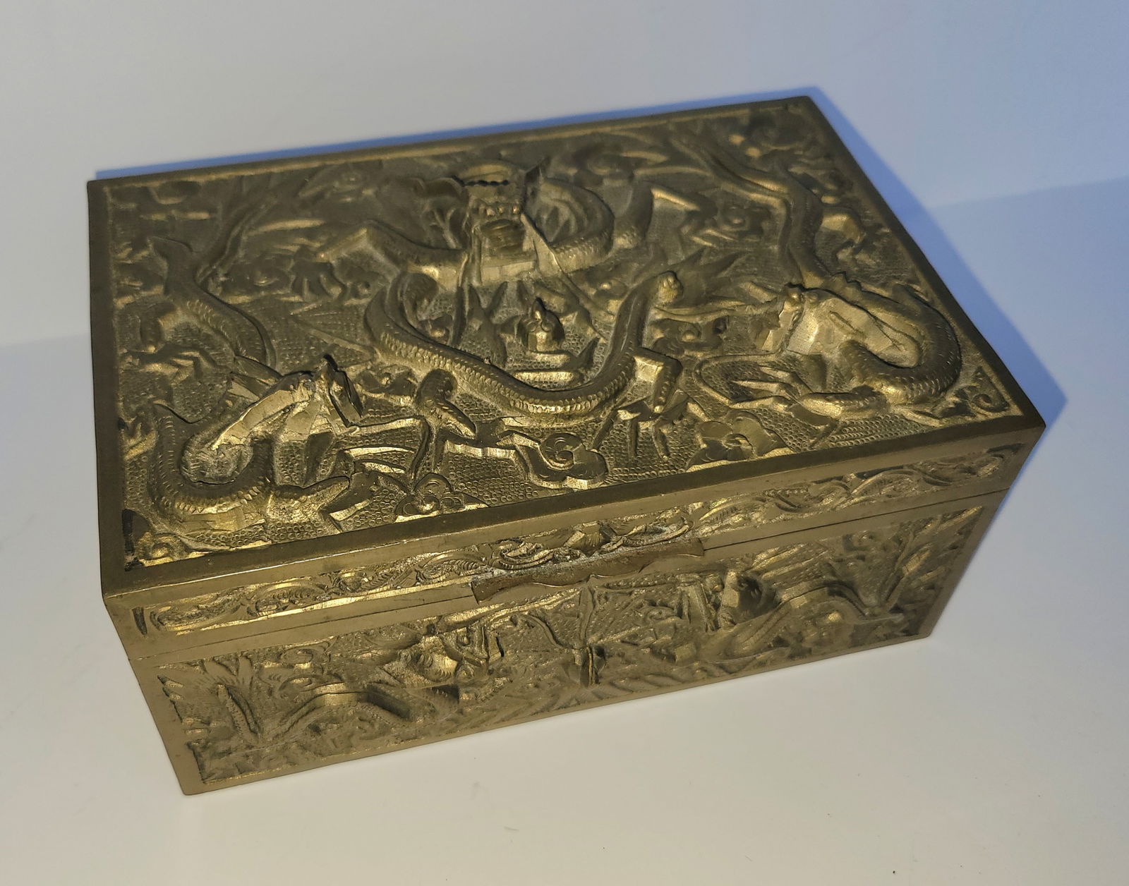 Local Collection Antique Chinese Dragon Humidor Cigar Box High Relief ...