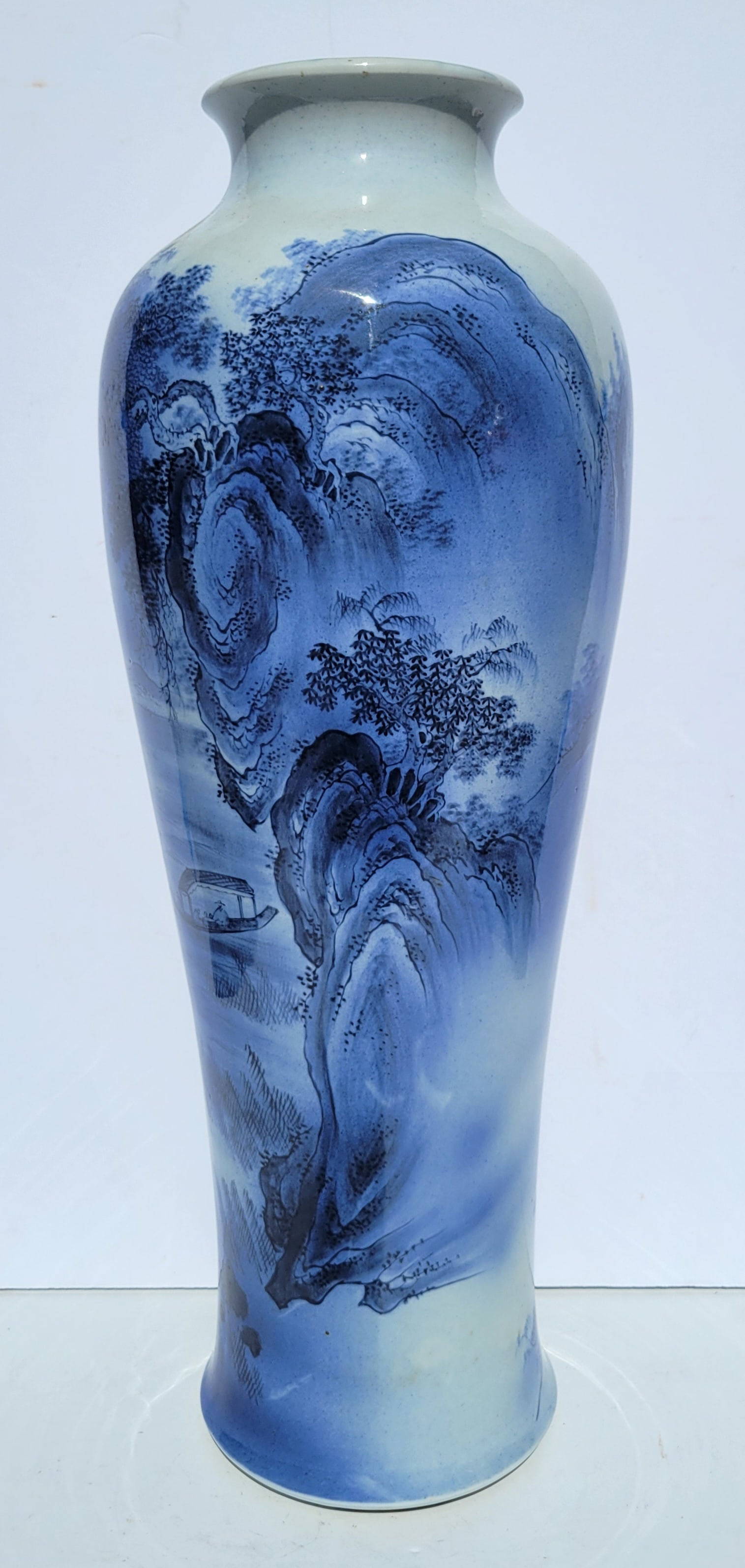 Very Large Vintage Signed Japanese Arita Style 23in Landscape Vase 6 ...