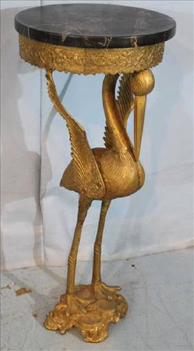 Solid Brass Heavy Stork Pedestal With Marble Top