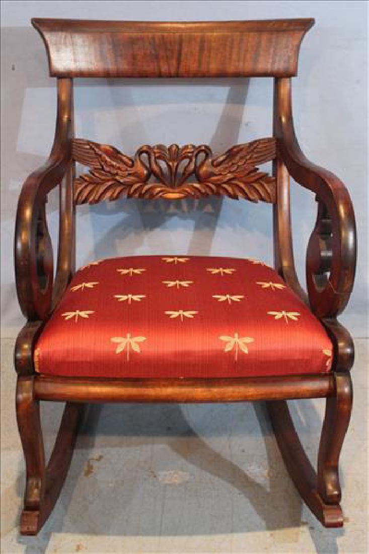 Mahogany Empire curved back rocker with red upholstery - Aug 05, 2017 ...